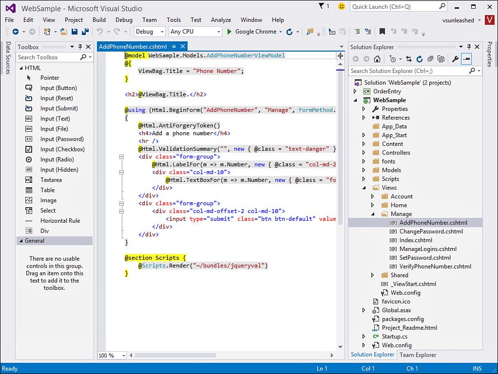 Navigating the IDE - Microsoft Visual Studio 2015 Unleashed, Third ...