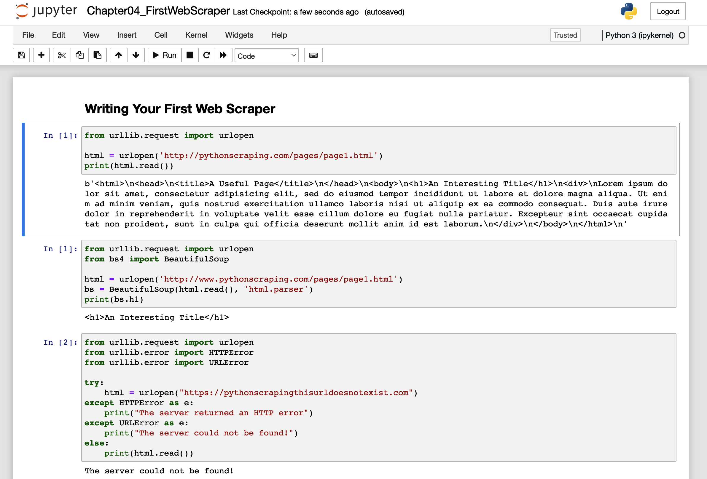 4. Writing Your First Web Scraper - Web Scraping with Python, 3rd Edition [Book]