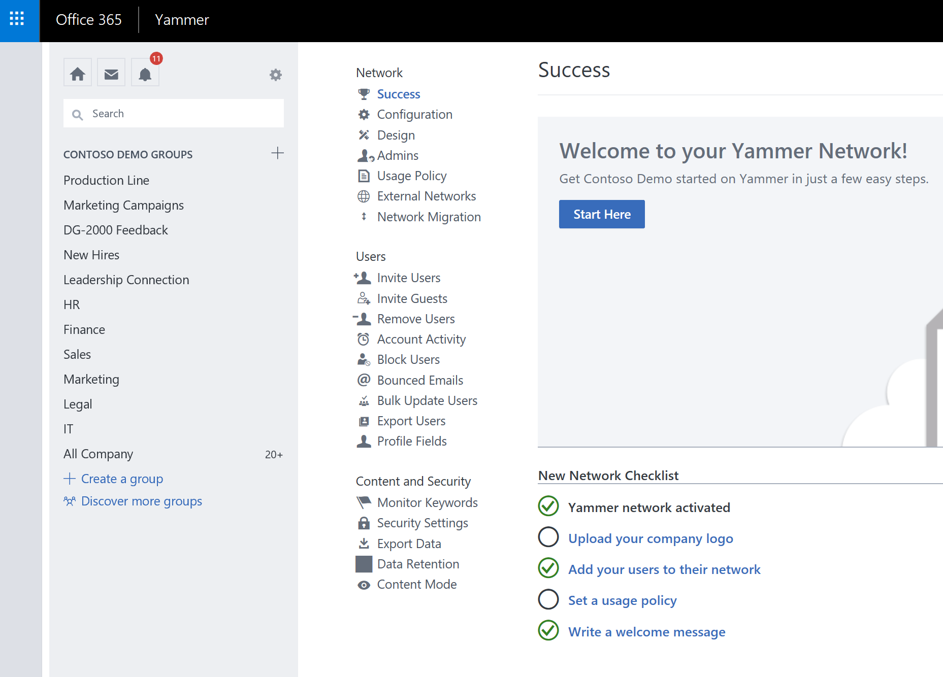 Getting to the Yammer admin center - Mastering Office 365 Administration [Book]