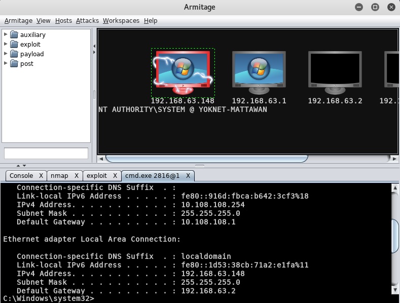 Armitage pivoting - Hands-On Penetration Testing on Windows [Book]